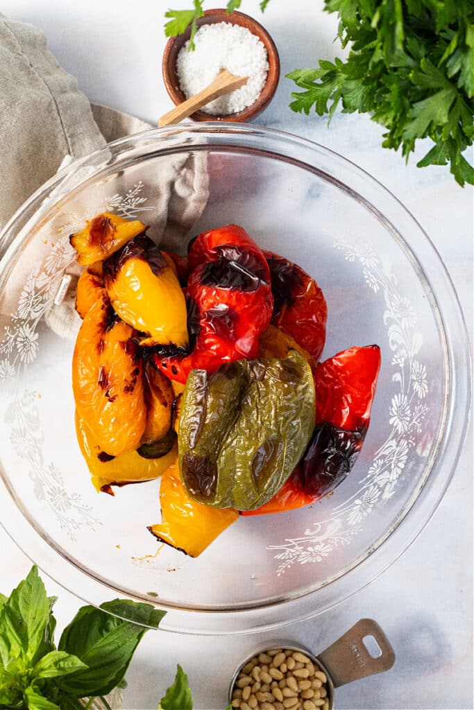 Roasted Bell Pepper Salad with Basil, Ricotta, and Pine Nuts ...
