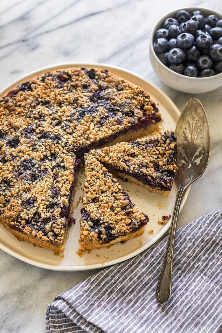 Blueberry Crumb Cake (grain-free, gluten-free) - Deliciously Natural ...